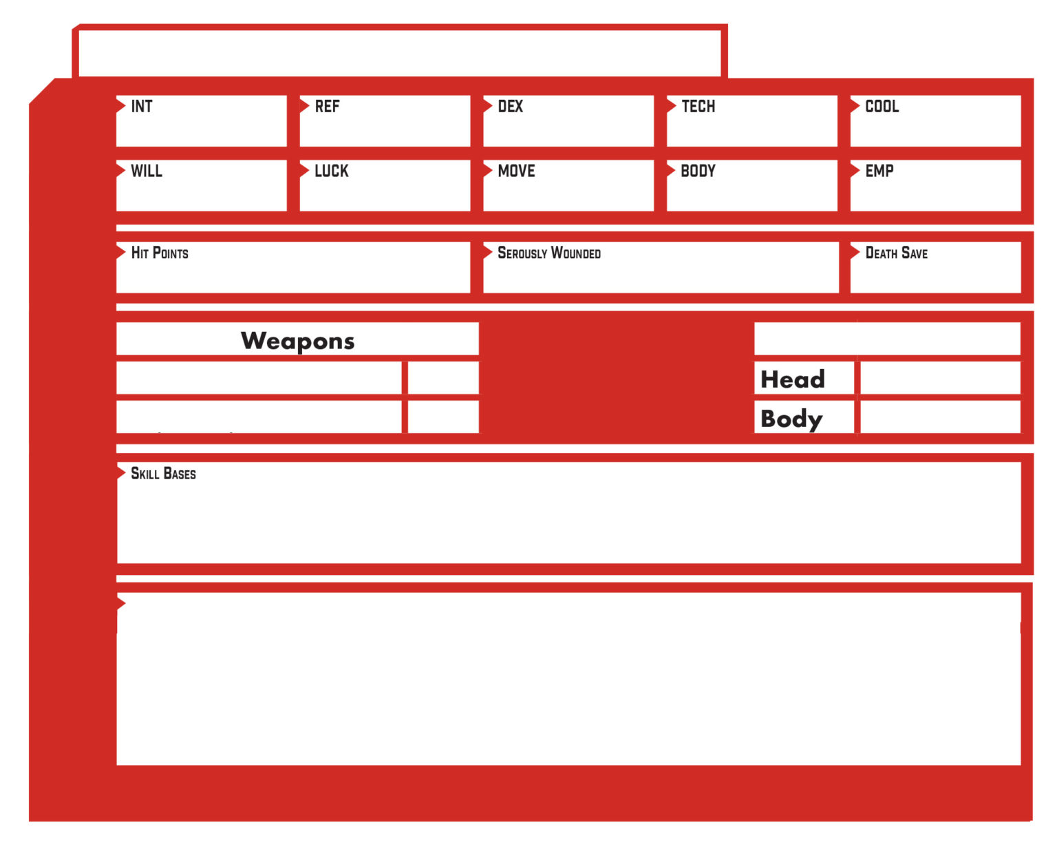 NPC Sheet - SagaBorn Cyberpunk: Cyborn