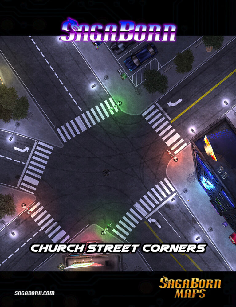 Church Street Corners - Cyberpunk Map - SagaBorn Cyberpunk: Cyborn